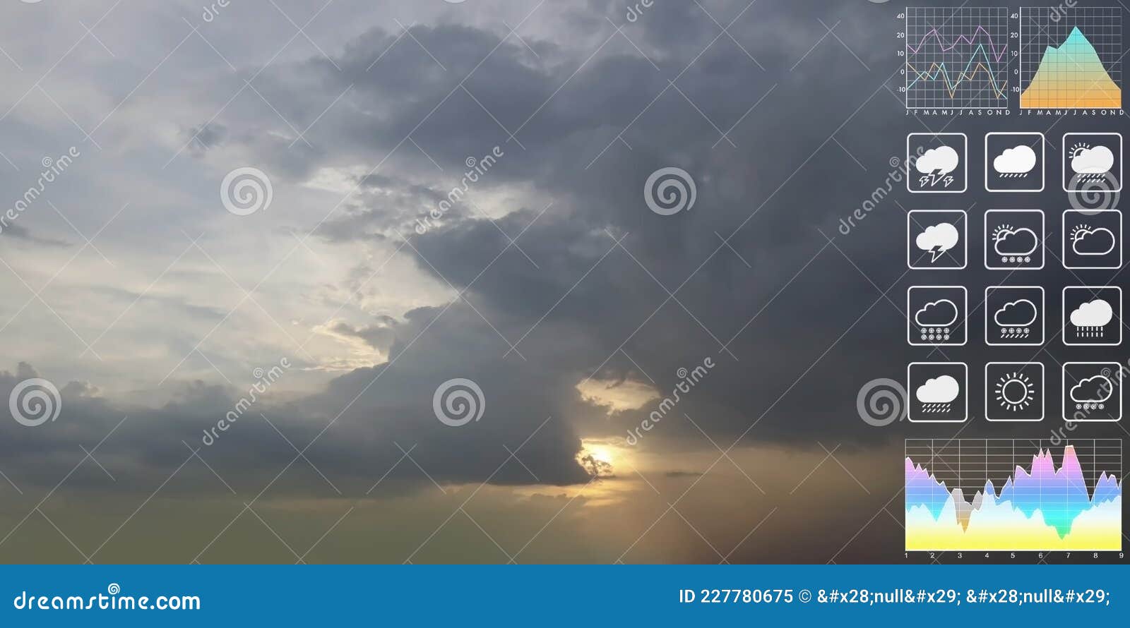 Environment Data Symbol Forecast with Graph and Chart and Weather ...