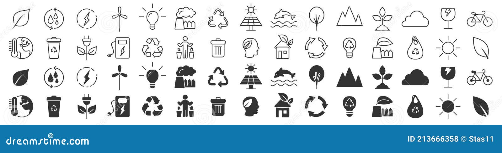 Environment and Eco Excellent Icons Collection in Two Different Styles ...