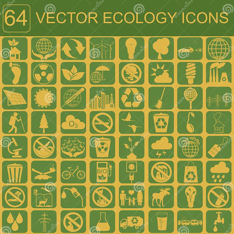 Environment, Ecology Icon Set. Environmental Risks, Ecosystem Stock ...