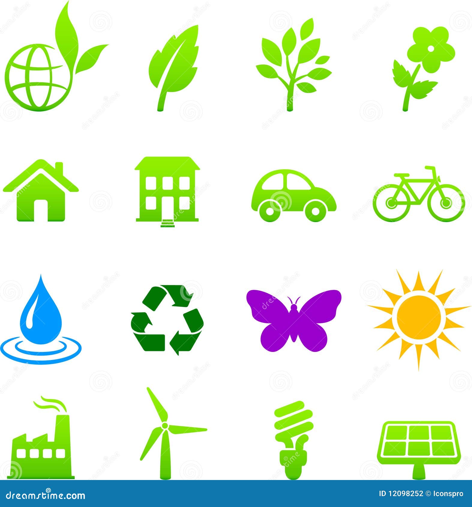 Environment Elements Icon Set Stock Vector - Illustration of cleanup ...