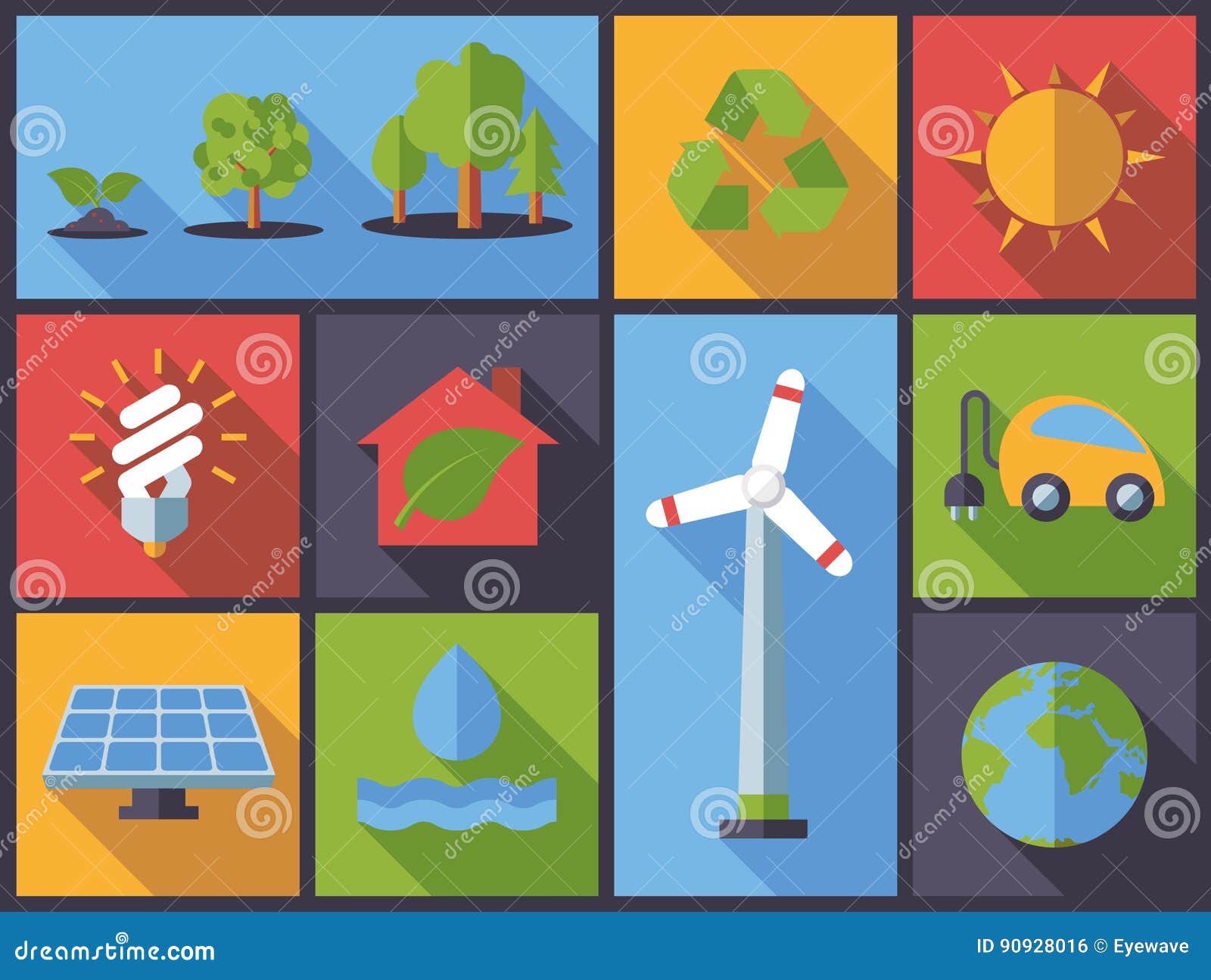 Environment Friendly Symbols Flat Design Vector Illustration. Stock ...