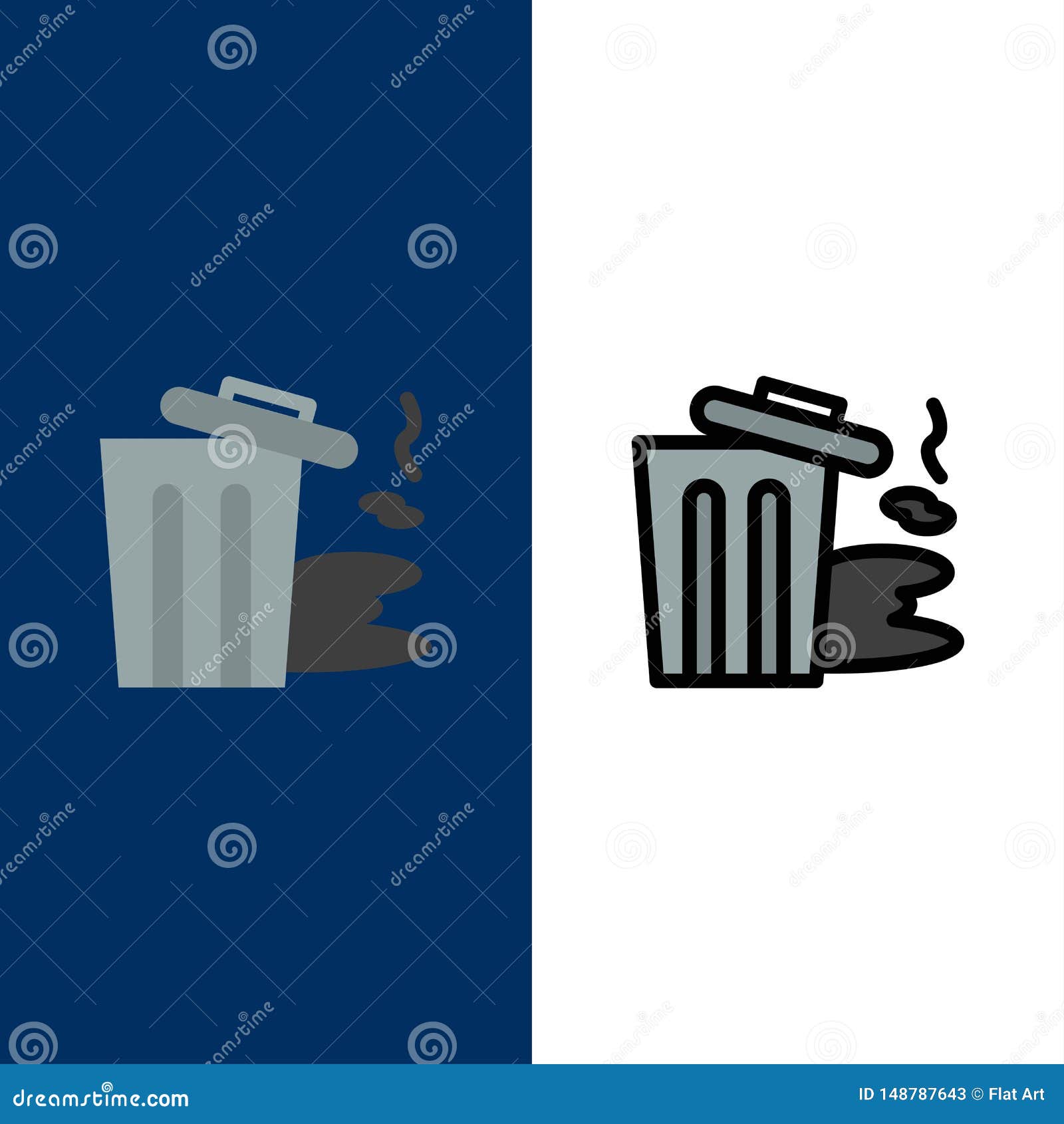 Environment, Garbage, Pollution, Trash Icons. Flat and Line Filled Icon ...