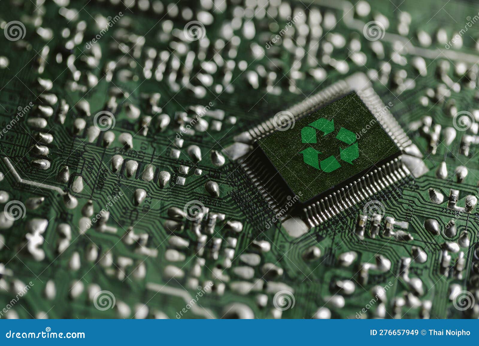 Environment Green Technology Computer Chip. Green World Icon on Circuit ...