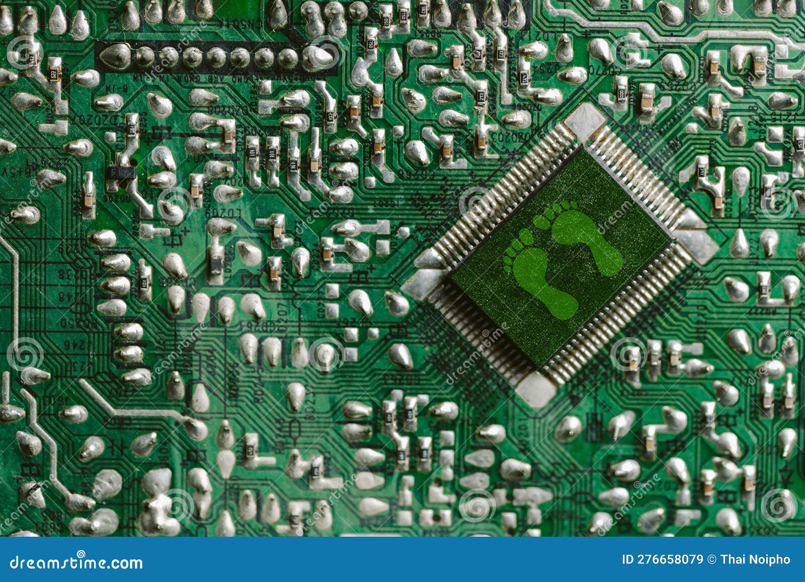 Environment Green Technology Computer Chip. Green World Icon on Circuit ...