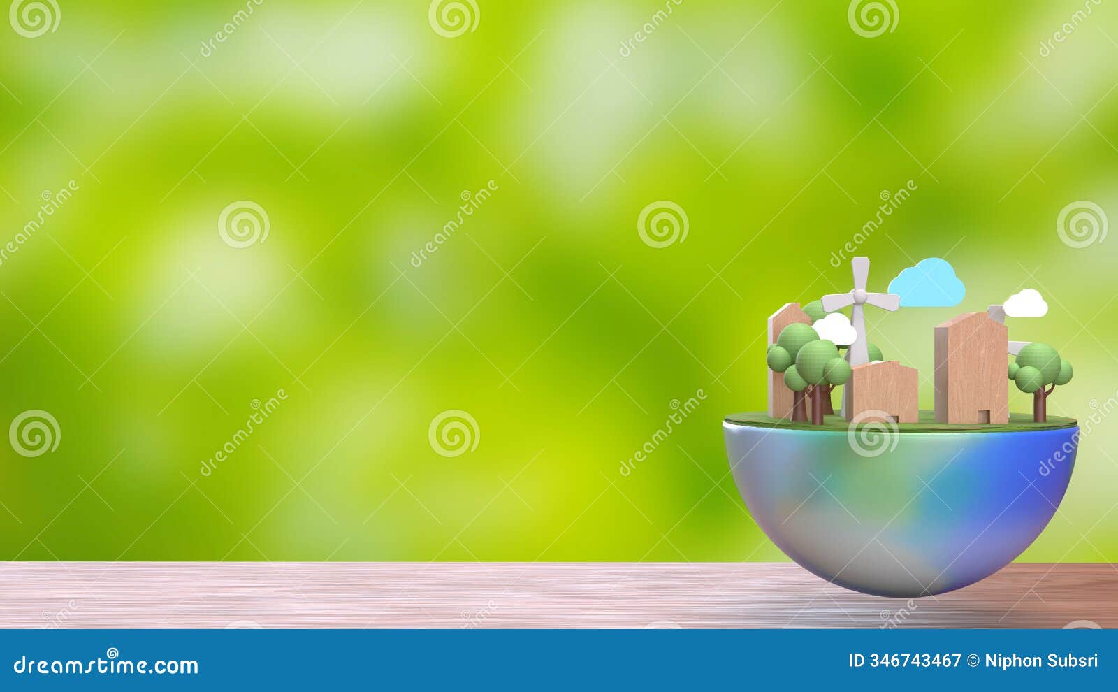 The Environment on Half Earth for Eco Concept 3d Rendering Stock ...