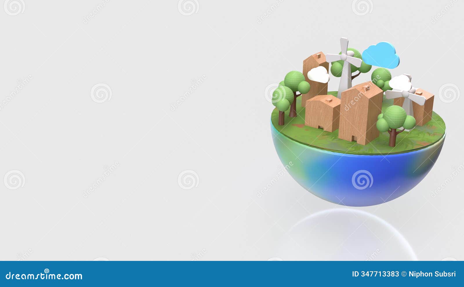 The Environment on Half Earth for Eco Concept 3d Rendering Stock ...