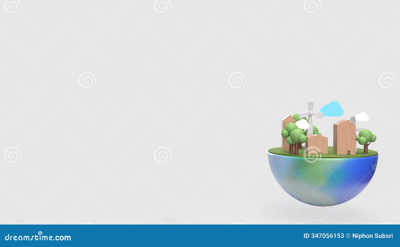 The Environment on Half Earth for Eco Concept 3d Rendering Stock ...