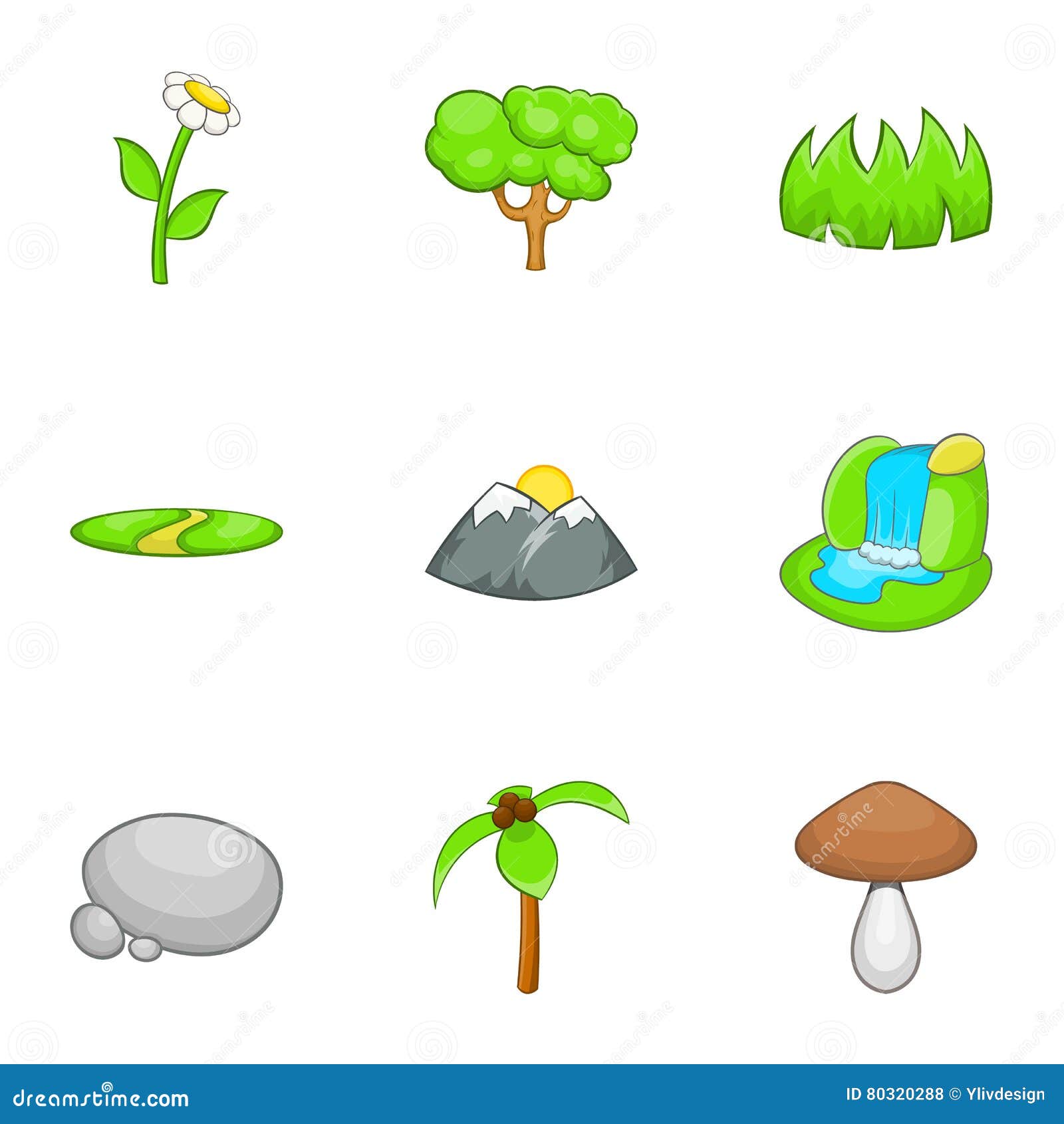 Environment Icons Set, Cartoon Style Stock Vector - Illustration of ...