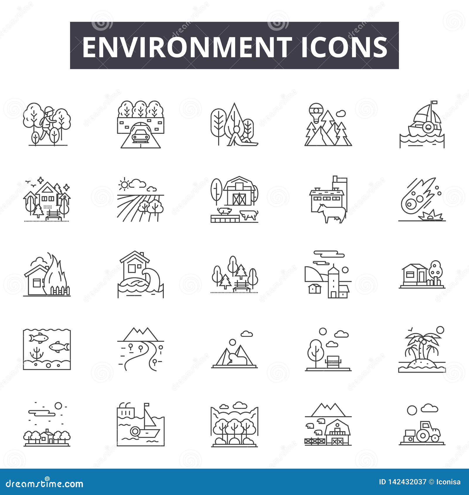 Environment Line Icons for Web and Mobile Design. Editable Stroke Signs ...