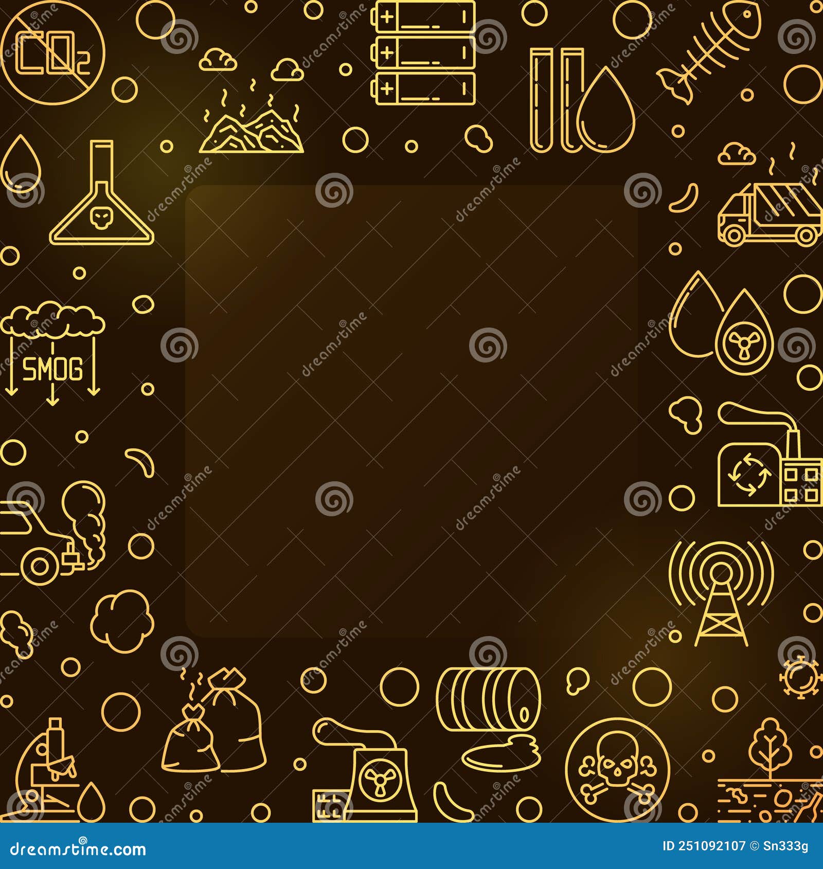 Environment or Nature Pollution Vector Colorful Line Square Frame Stock ...