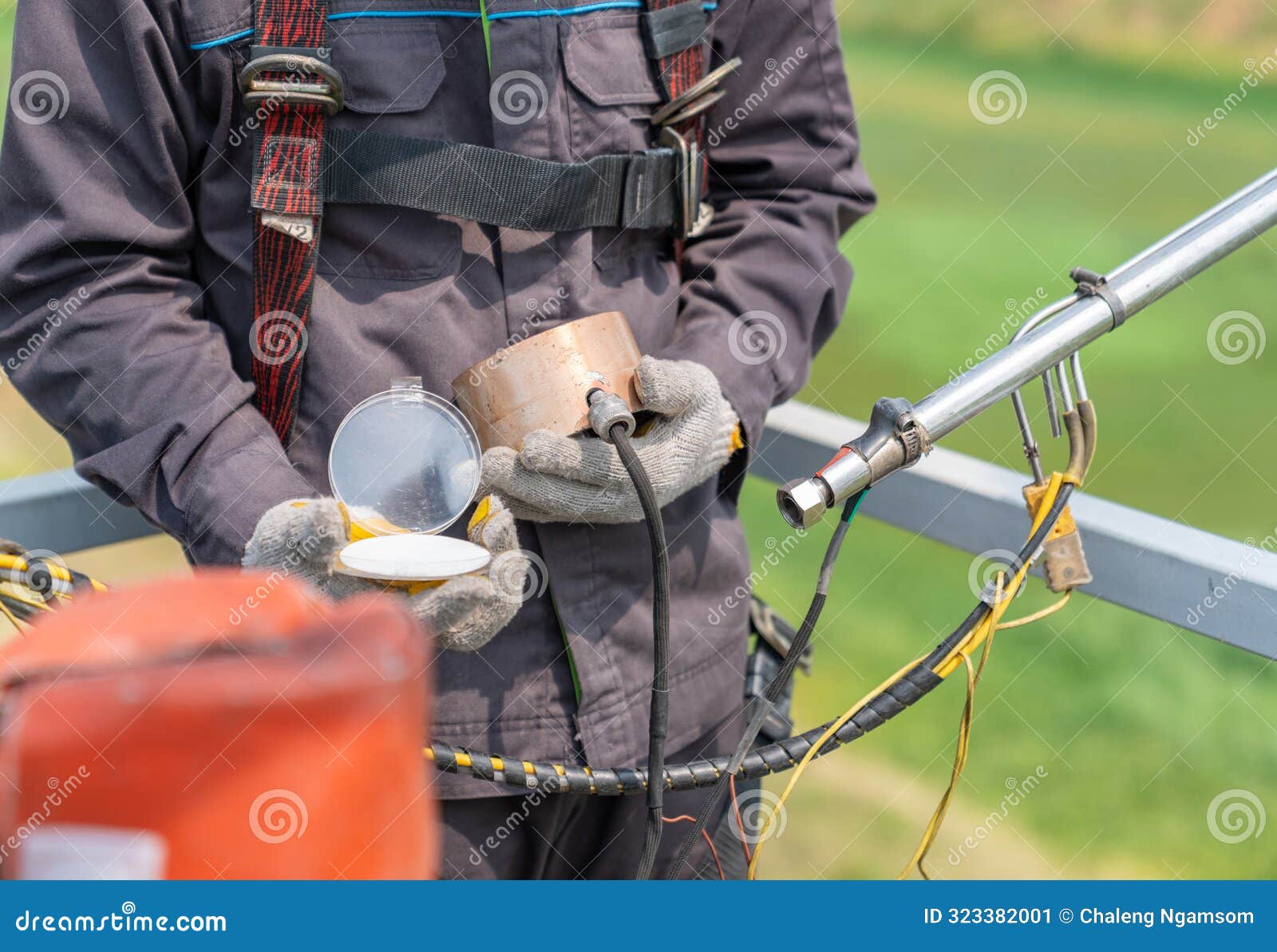 Environment Officer Install Filter in Sampling Pipe for Sampling Air in ...