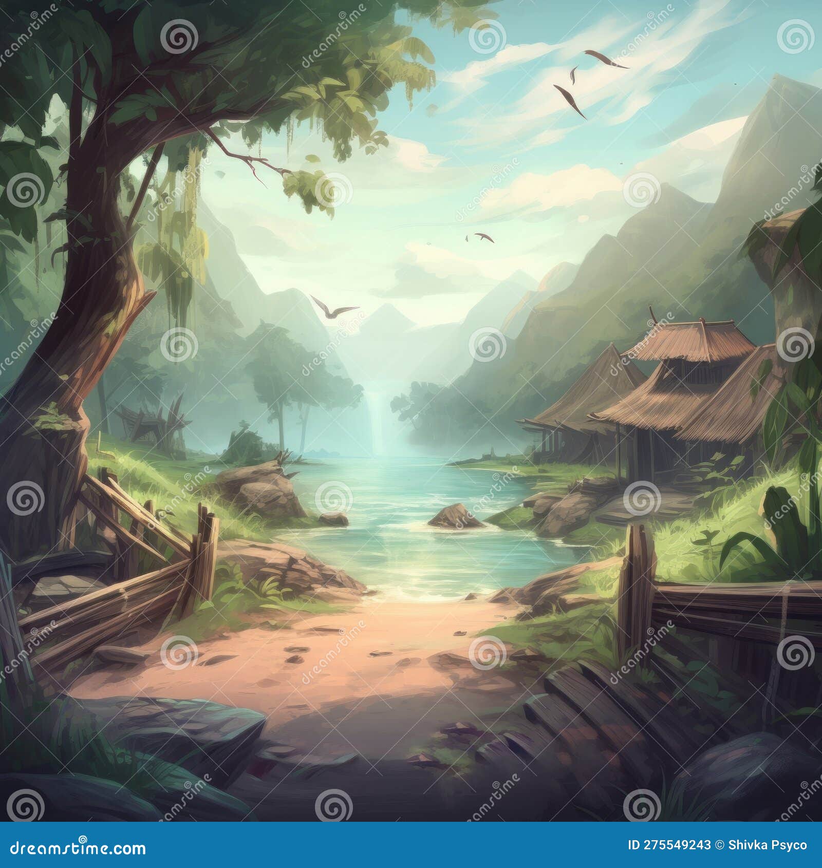 Environment Painting Generative AI Stock Illustration - Illustration of ...