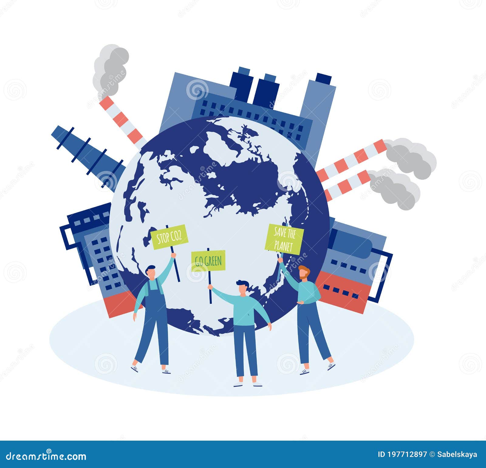 Environment Pollution Banner with Globe Flat Vector Illustration ...