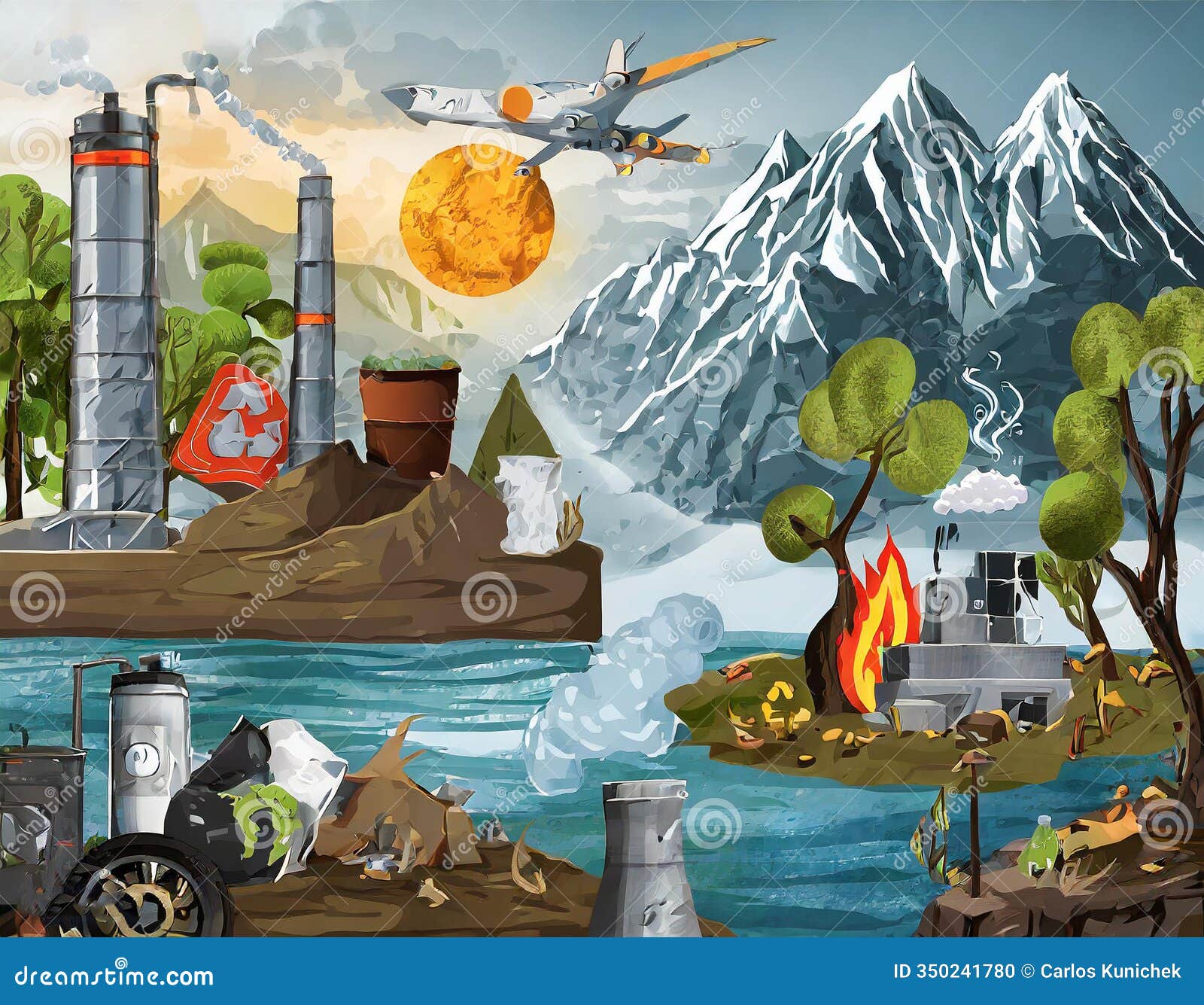 Environment Pollution and Ecology Disaster Set Isolated Vector ...