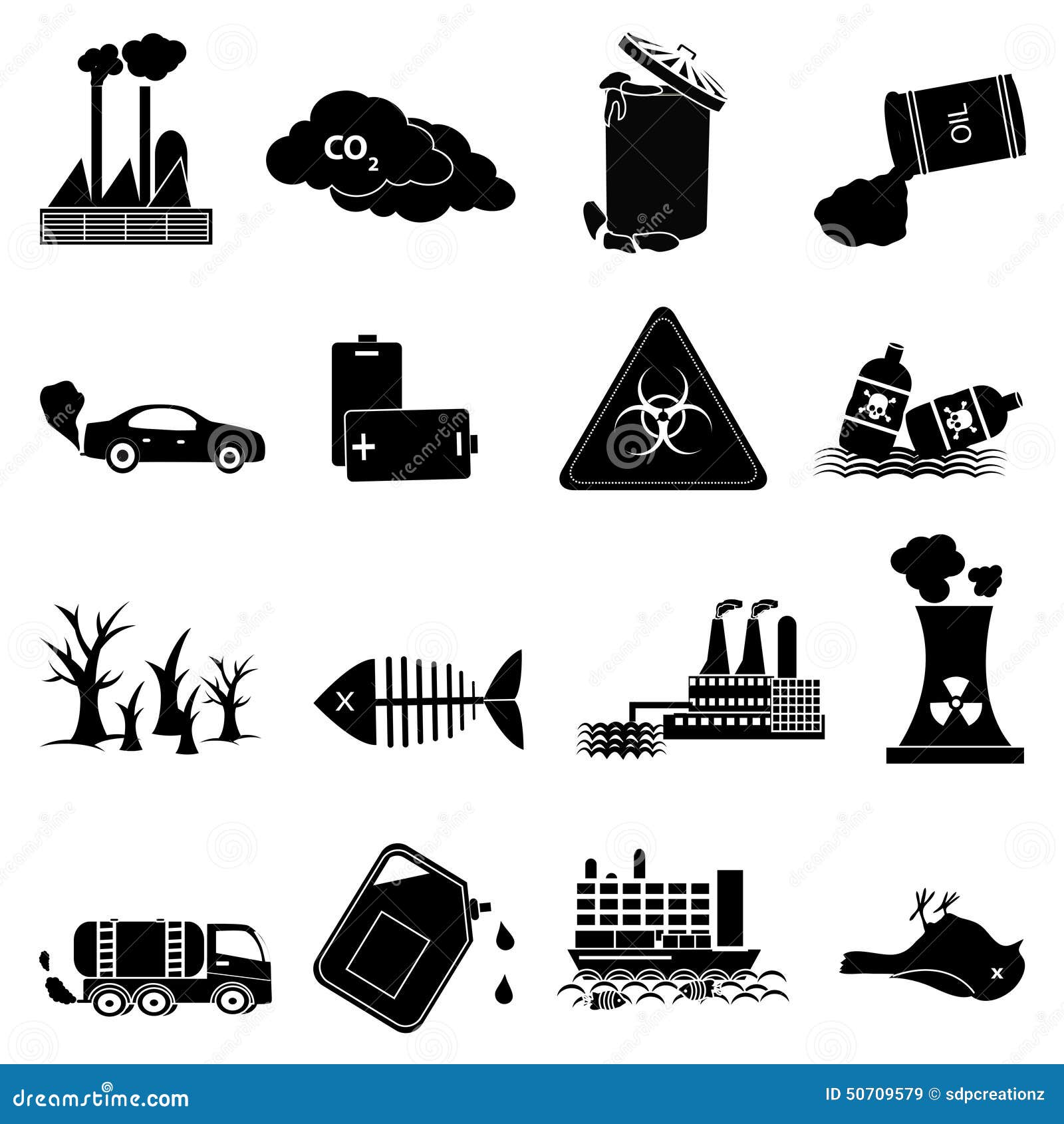 Environment Pollution Icons Set Stock Vector - Illustration of ...