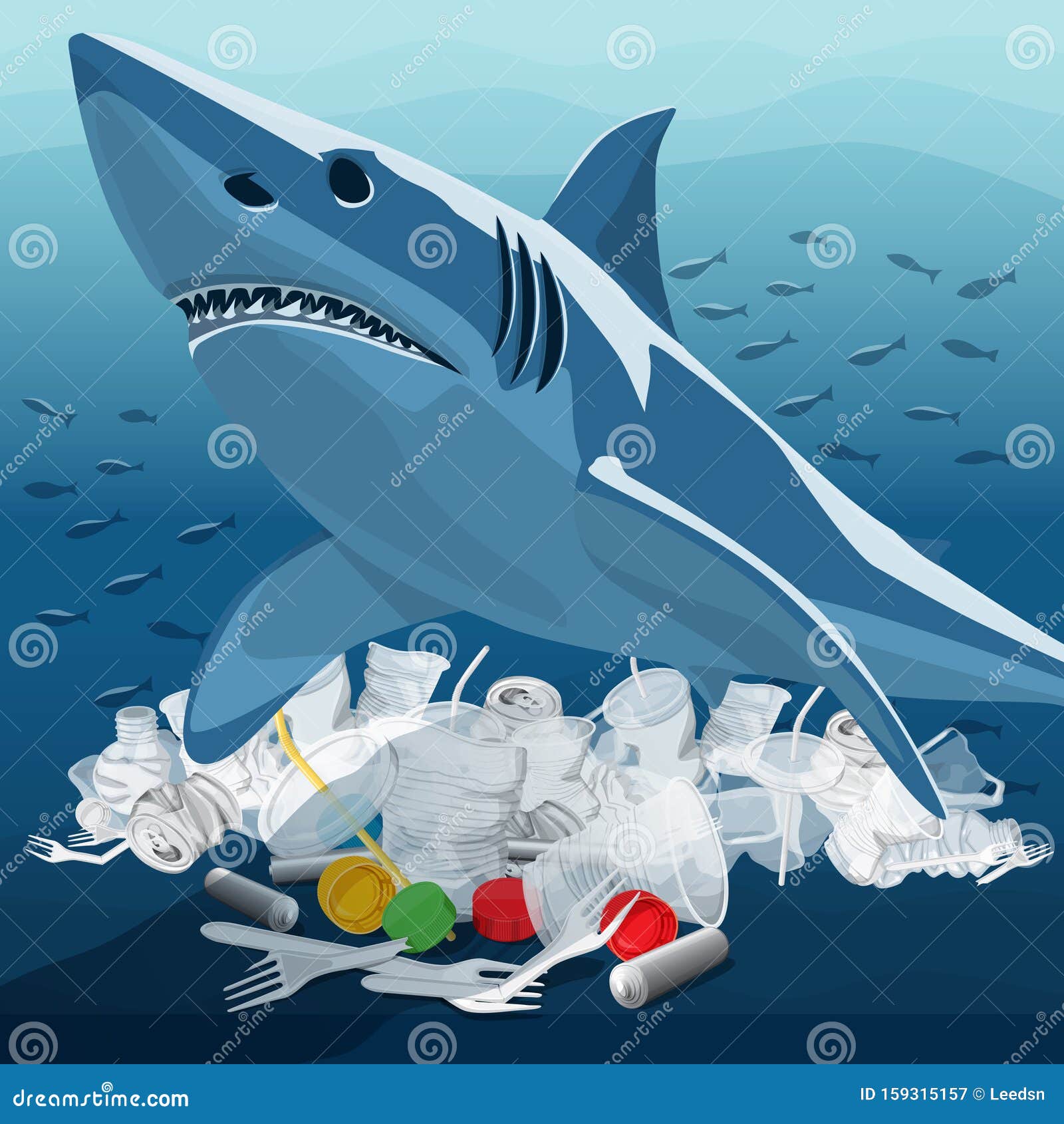 Environment Pollution Illustration and Shark Stock Vector ...