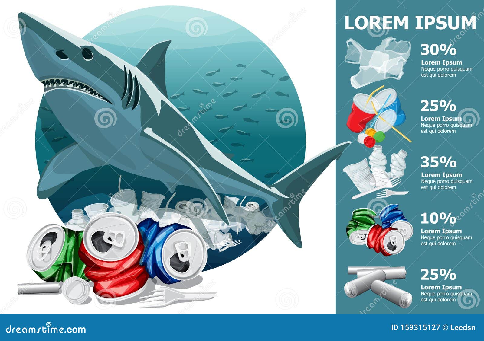 Environment Pollution Illustration and Shark Stock Vector ...