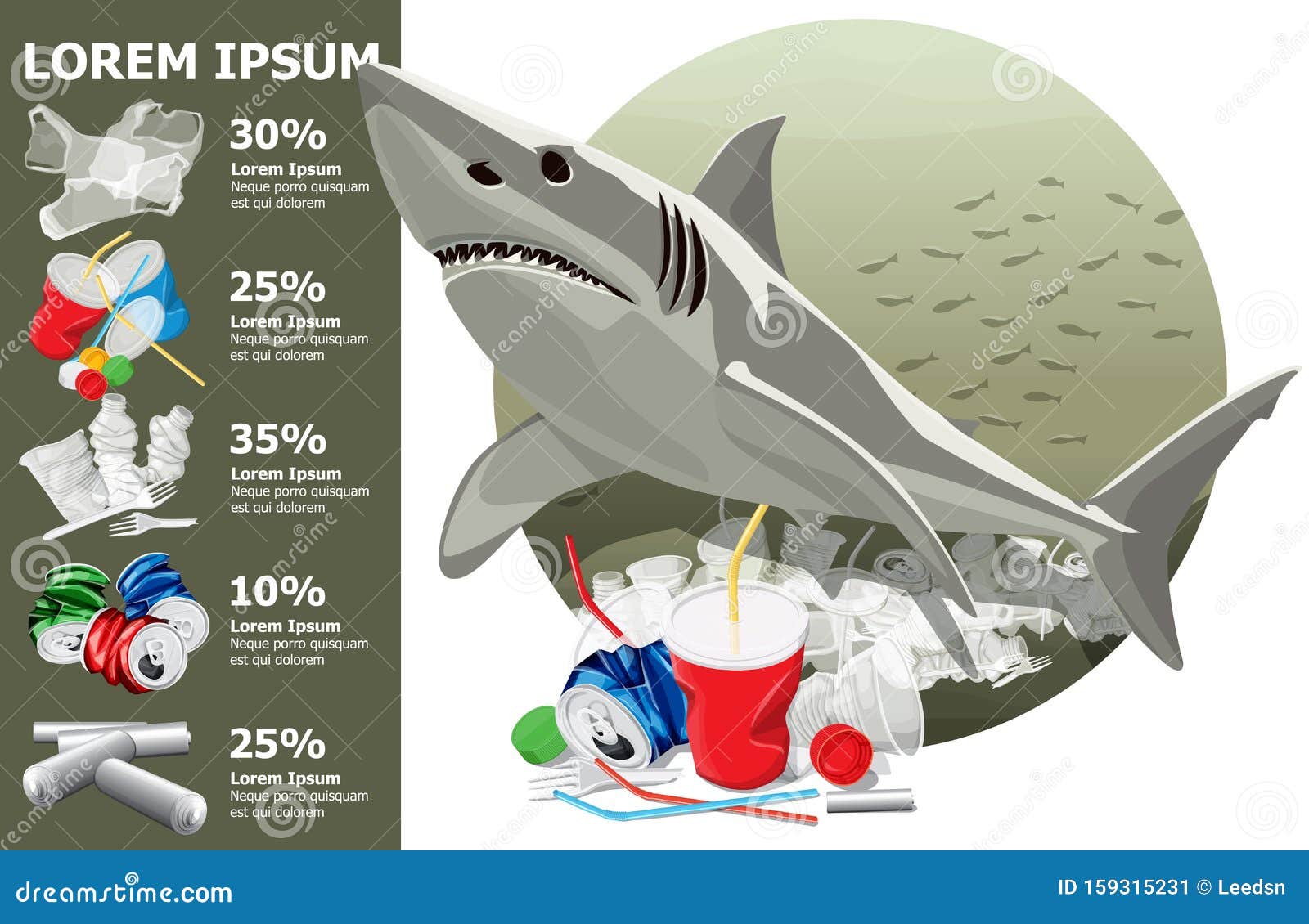 Environment Pollution Illustration and Shark Stock Vector ...