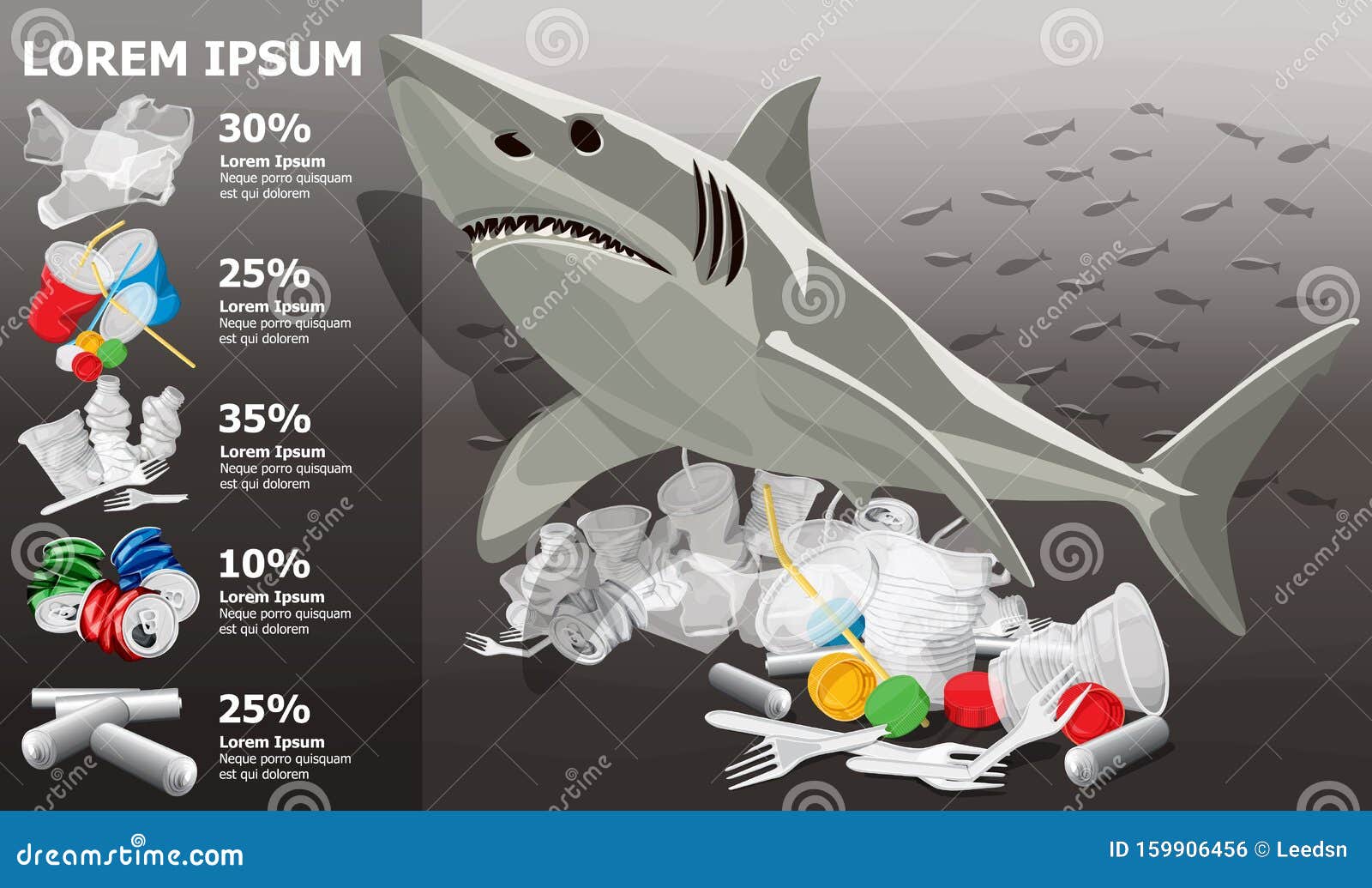 Environment Pollution Illustration and Shark Stock Vector ...