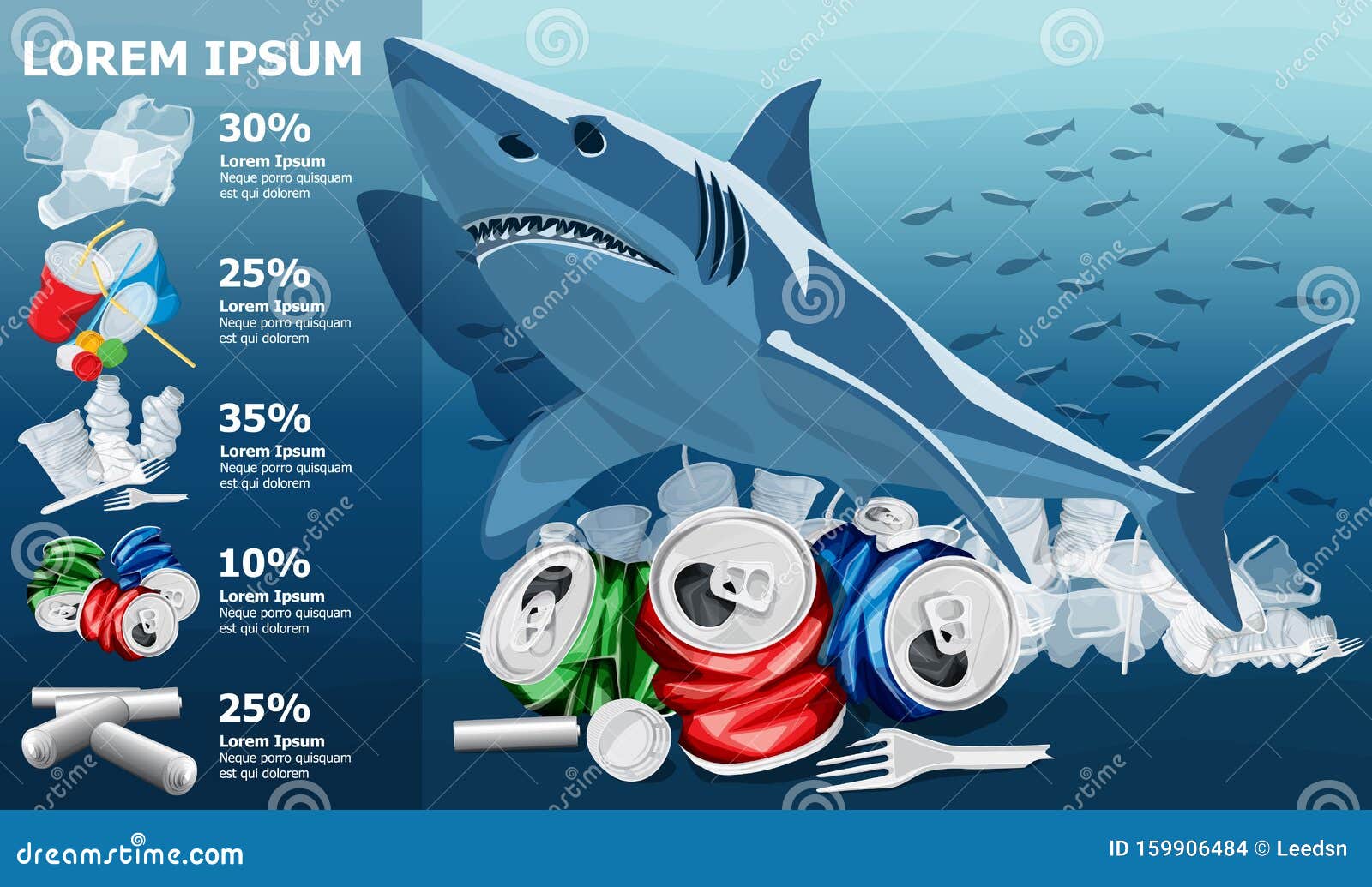 Environment Pollution Illustration and Shark Stock Vector ...