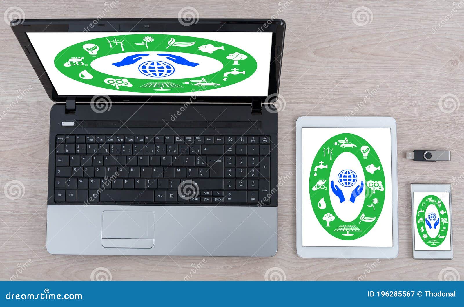 Environment Protection Concept on Different Devices Stock Image - Image ...