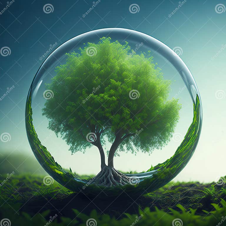Environment Protection Concept. Tree in a Bubble. AI Generated Stock ...