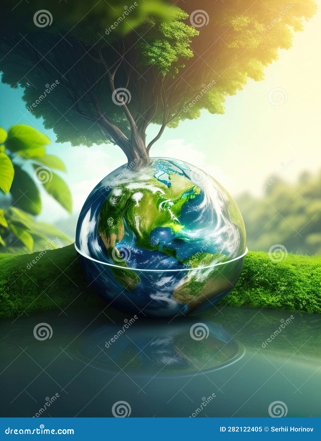 Environment Protection Concept. Tree on Earth Ai Generated Stock ...