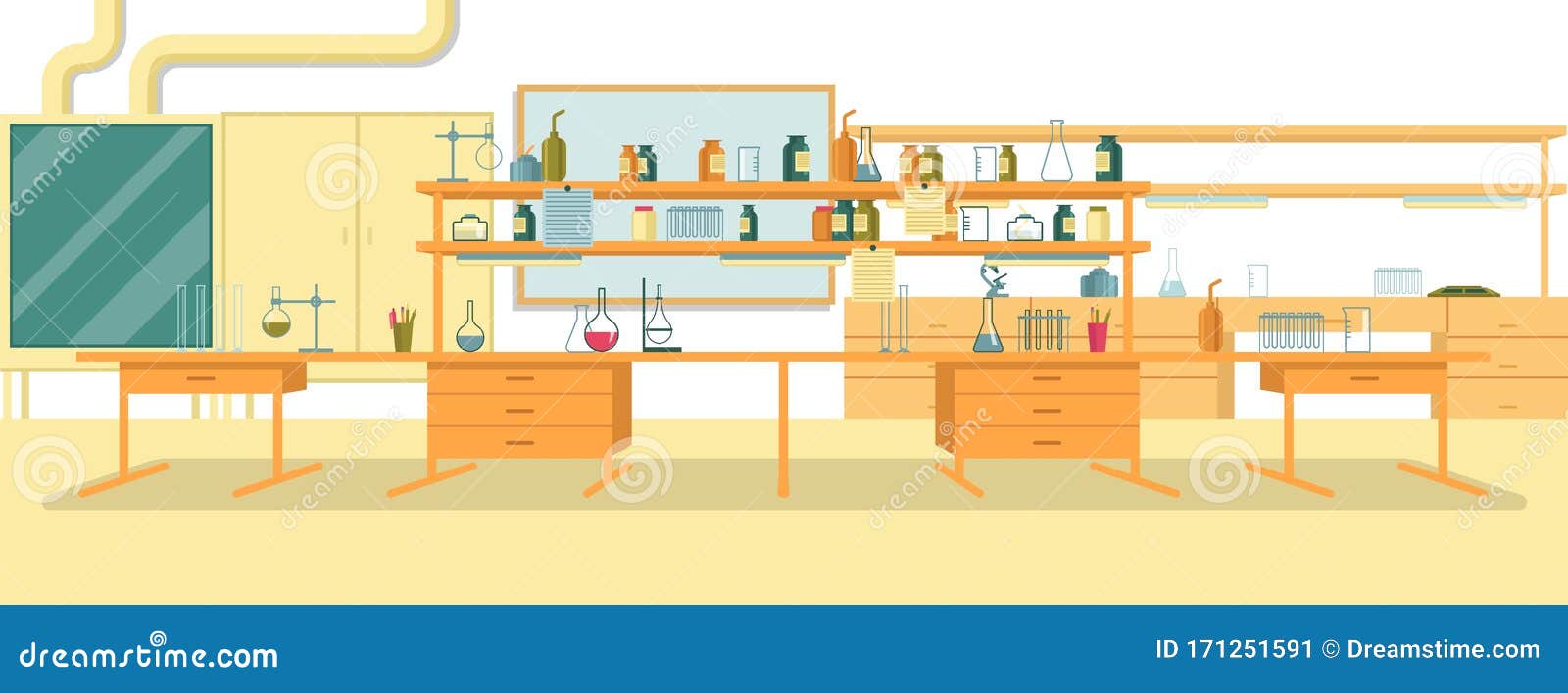 Environmental Analysis Laboratory with Equipment Stock Vector ...