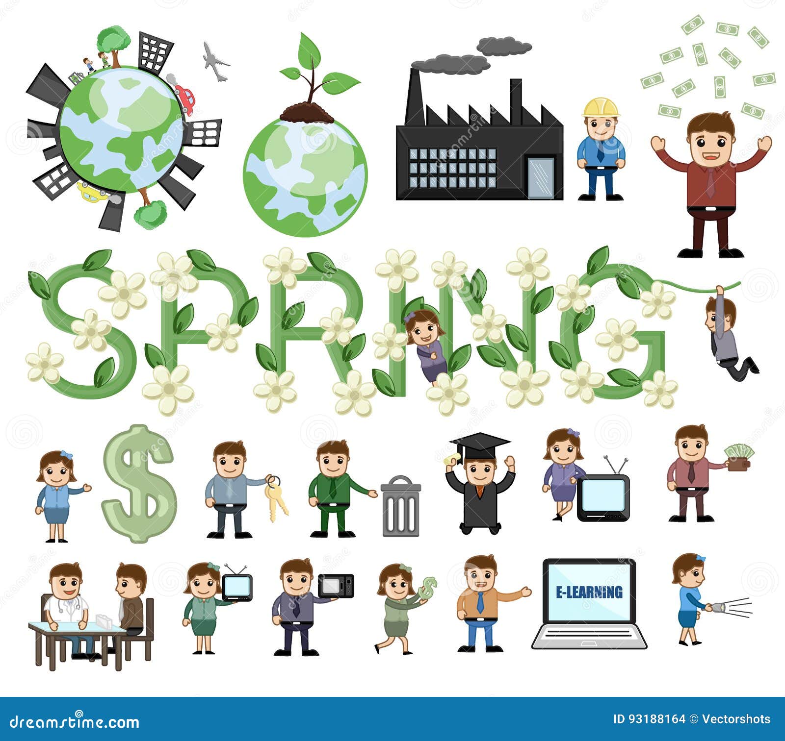 Environmental Cartoon Graphics Set Stock Vector - Illustration of ...