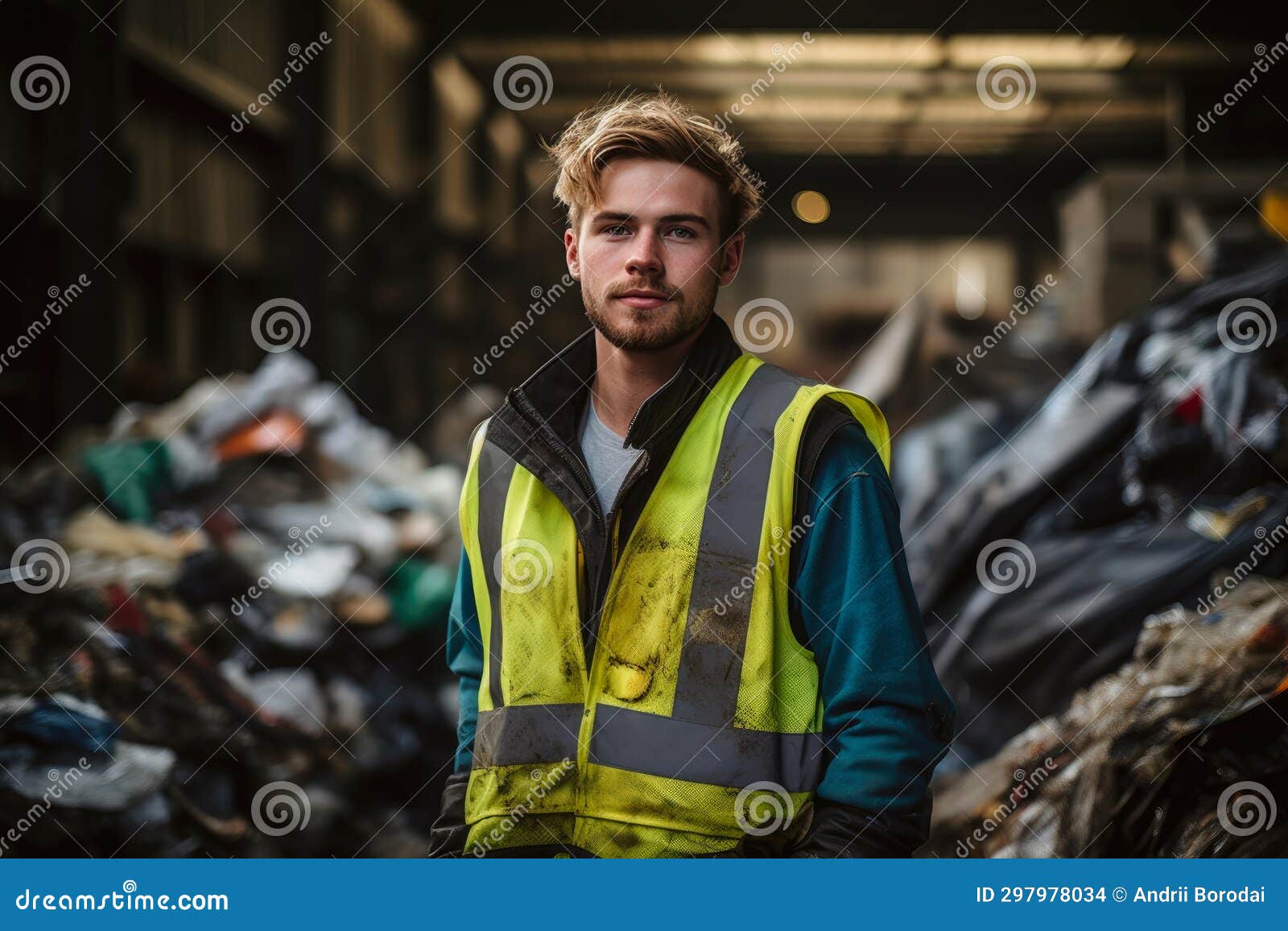 Environmental Champion in Recycling Facility. Stock Illustration ...