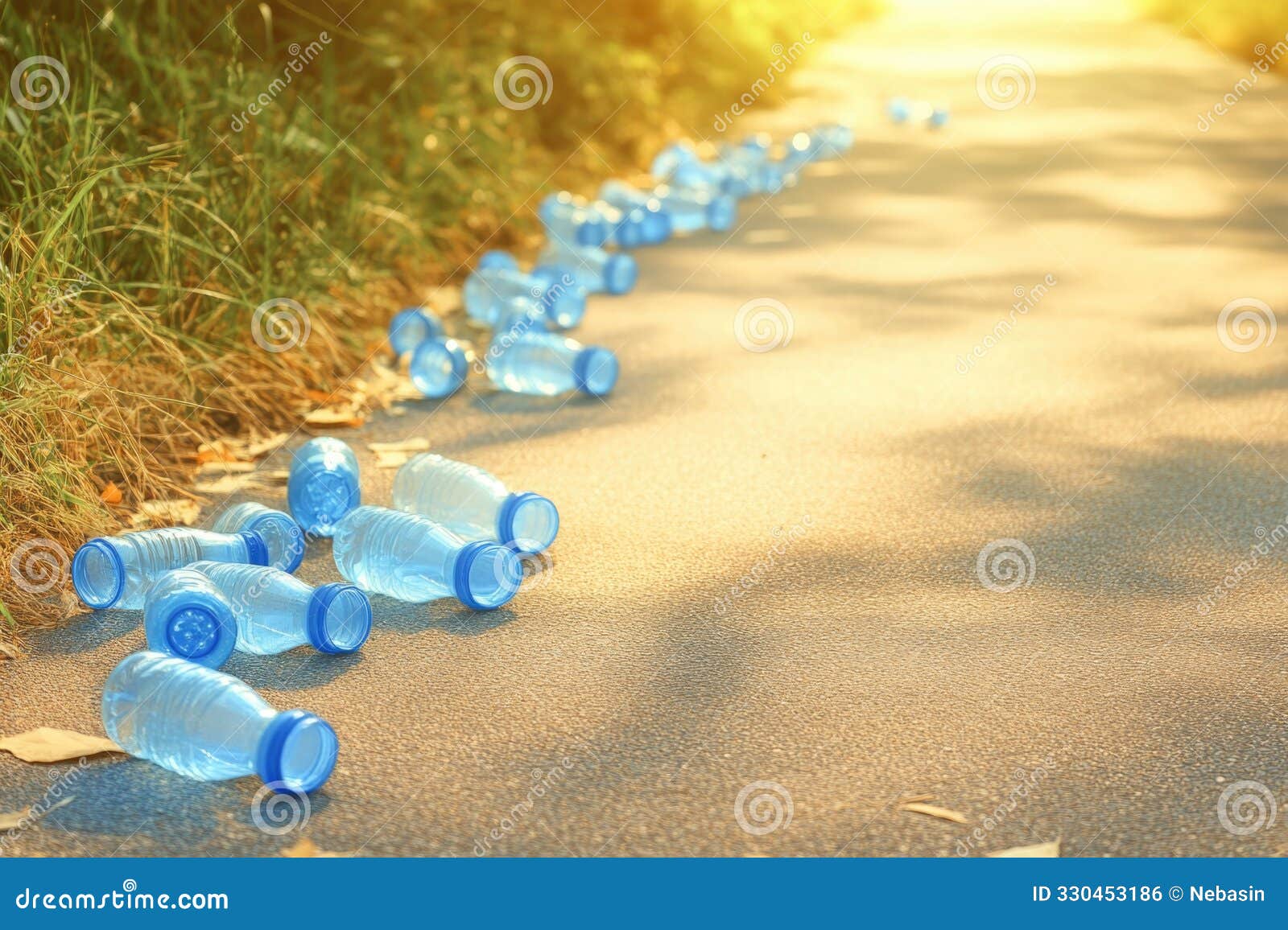 Environmental Clean-Up Effort with Discarded Plastic Bottles on Sunny ...