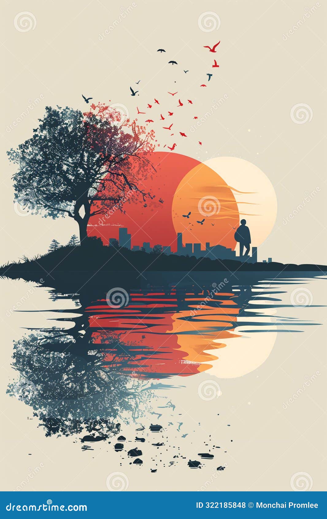 Environmental Cleanup Flat Design Side View Nature Theme Cartoon ...