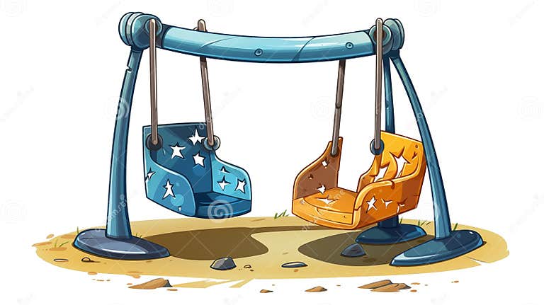 Illustration Broken Playground Swing, Potential Danger, Unsafe for ...