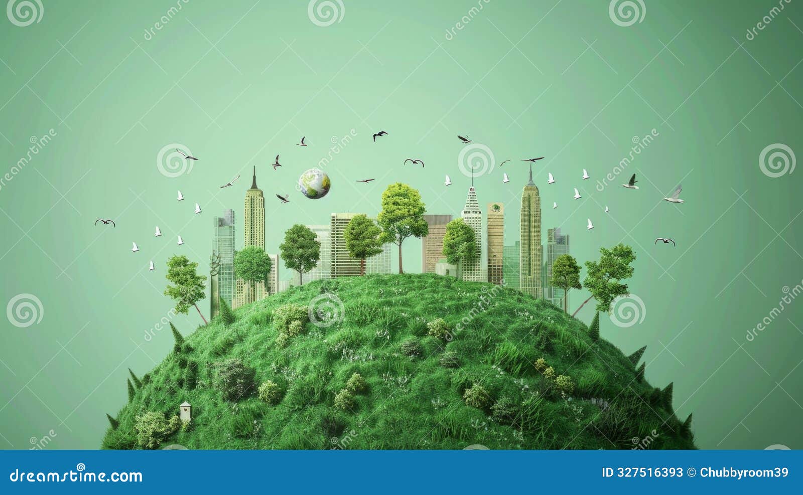 Environmental Concept, this Image Depicts a Green Utopia, Combining ...