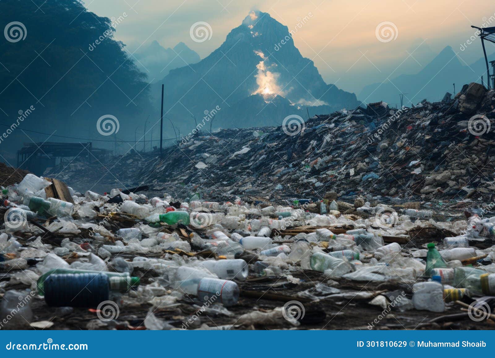 Environmental Crisis Mountain of Garbage, Symbolizing Pollution and ...