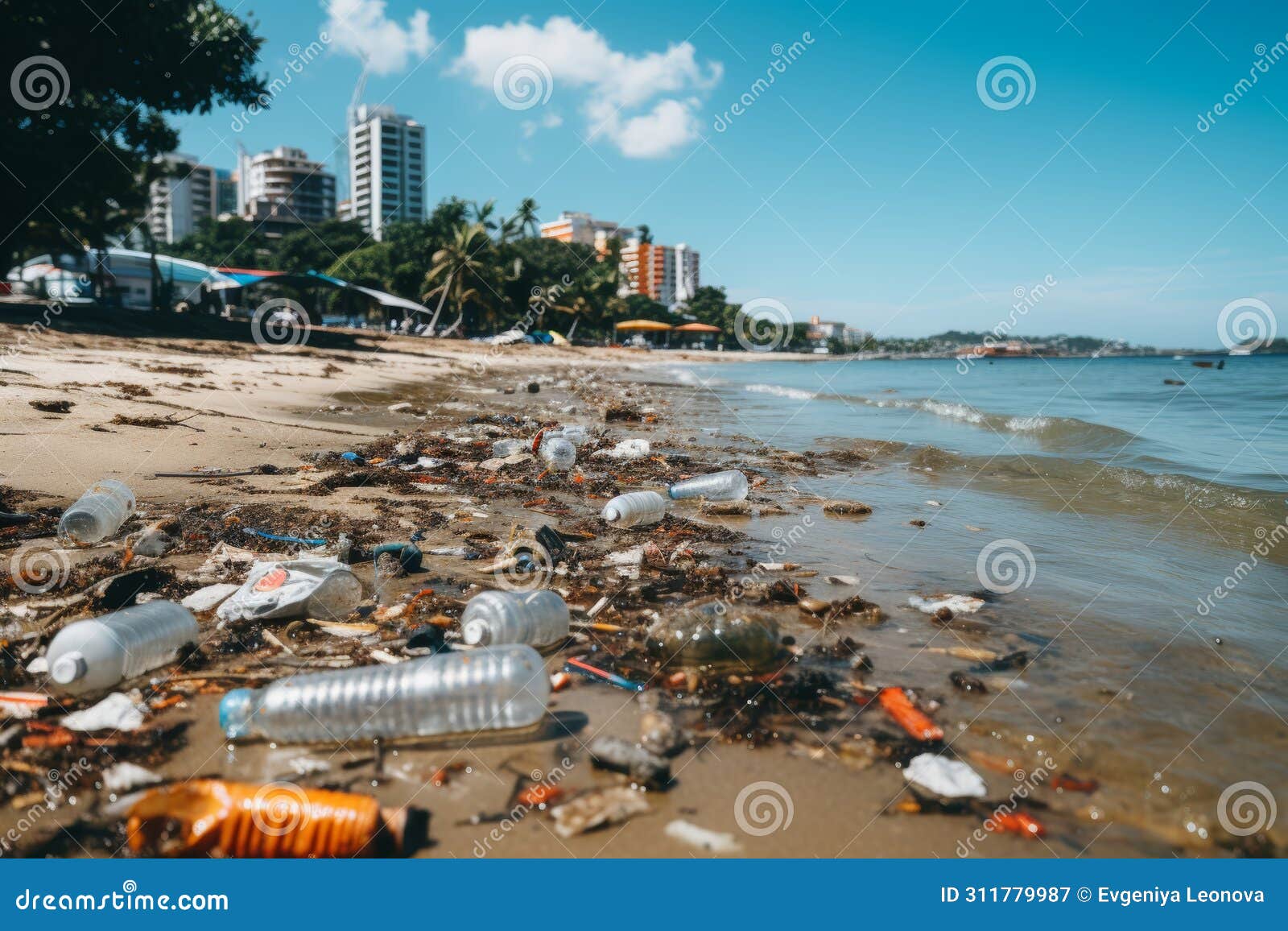 Environmental Crisis. Storm Debris Littering the Seashore, Causing ...