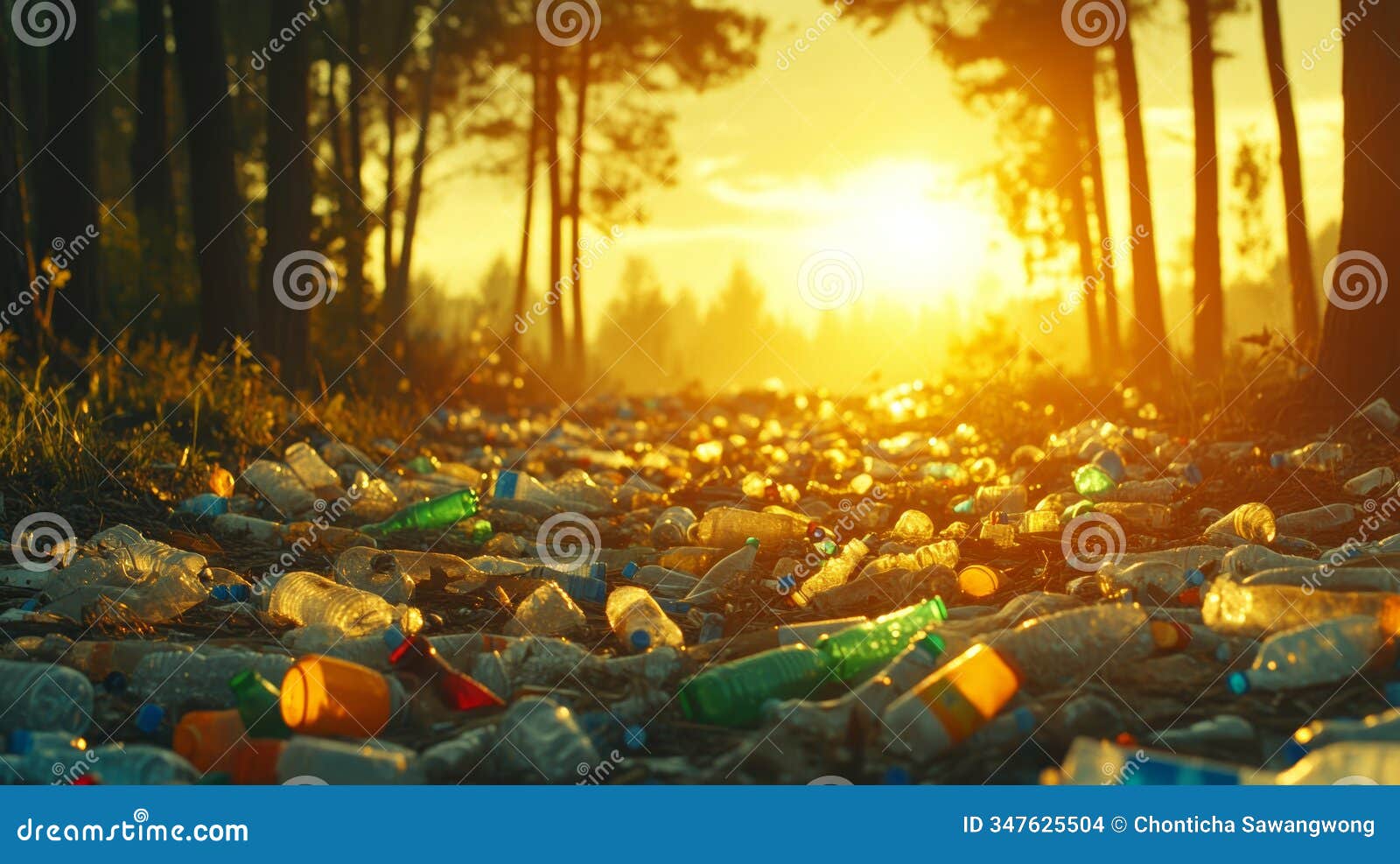 Environmental Damage, Plastic Bottle Pollution in Forest. Nature ...