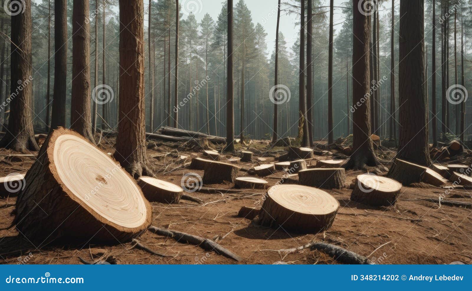 Deforested Landscape with Tree Stumps Stock Photo - Image of industry ...