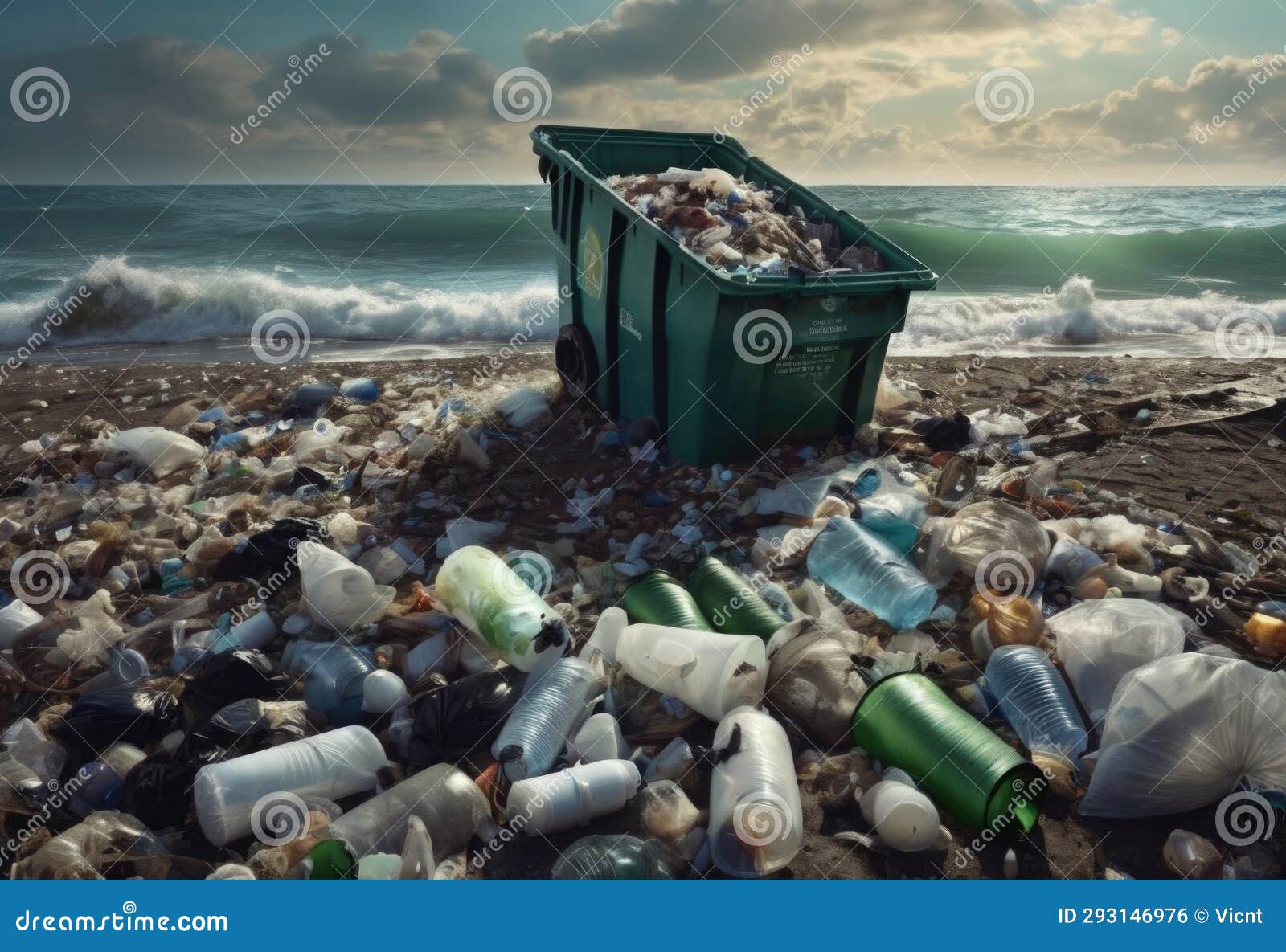 An Environmental Disaster on a Beach Stock Illustration - Illustration ...
