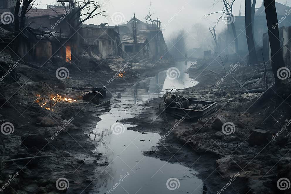 Environmental Disaster, Consequences of Wars Stock Illustration ...