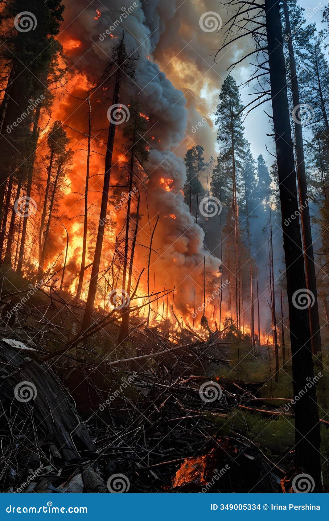 Disaster In Form Of Arson And Fire In Wooden Burning House Royalty-Free ...