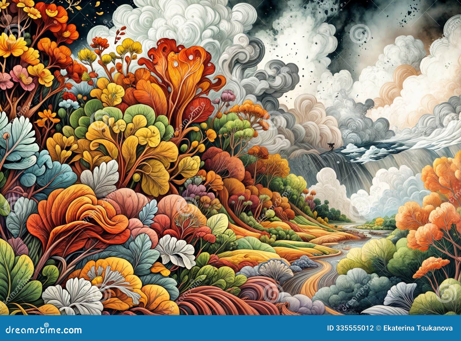 Environmental Disaster in Graphic Bright Style. Stock Illustration ...