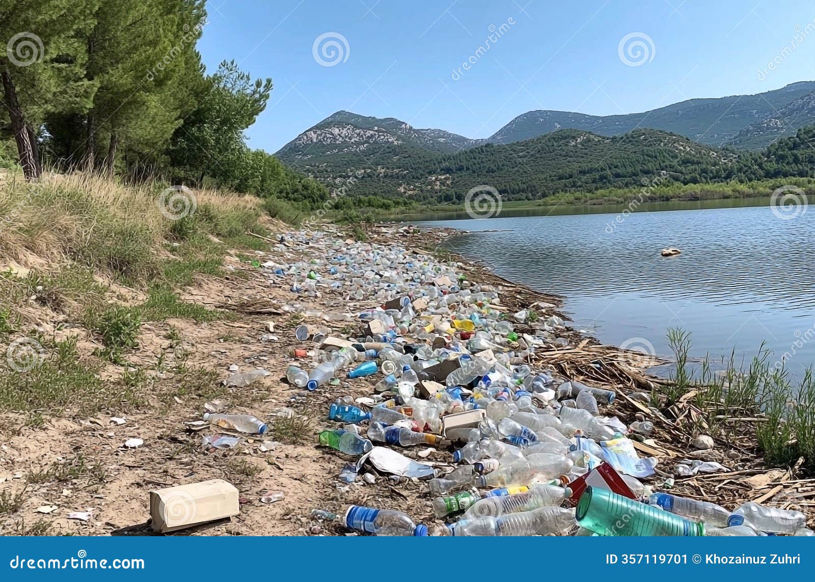 Environmental Disaster: Plastic Pollution Spoiling a Pristine Lakeside ...
