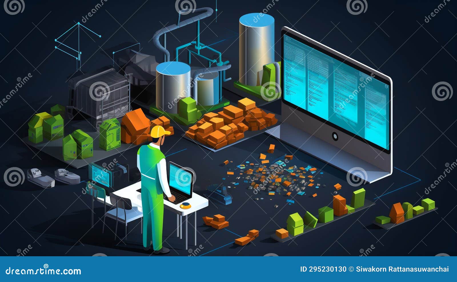 An Environmental Engineer Working on Waste Management Planning. Stock ...