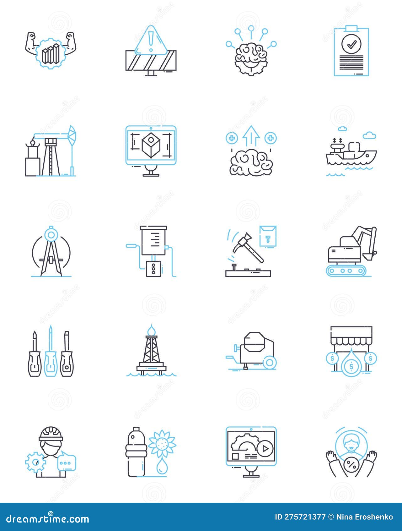 Environmental Engineering Linear Icons Set. Sustainability, Pollution ...