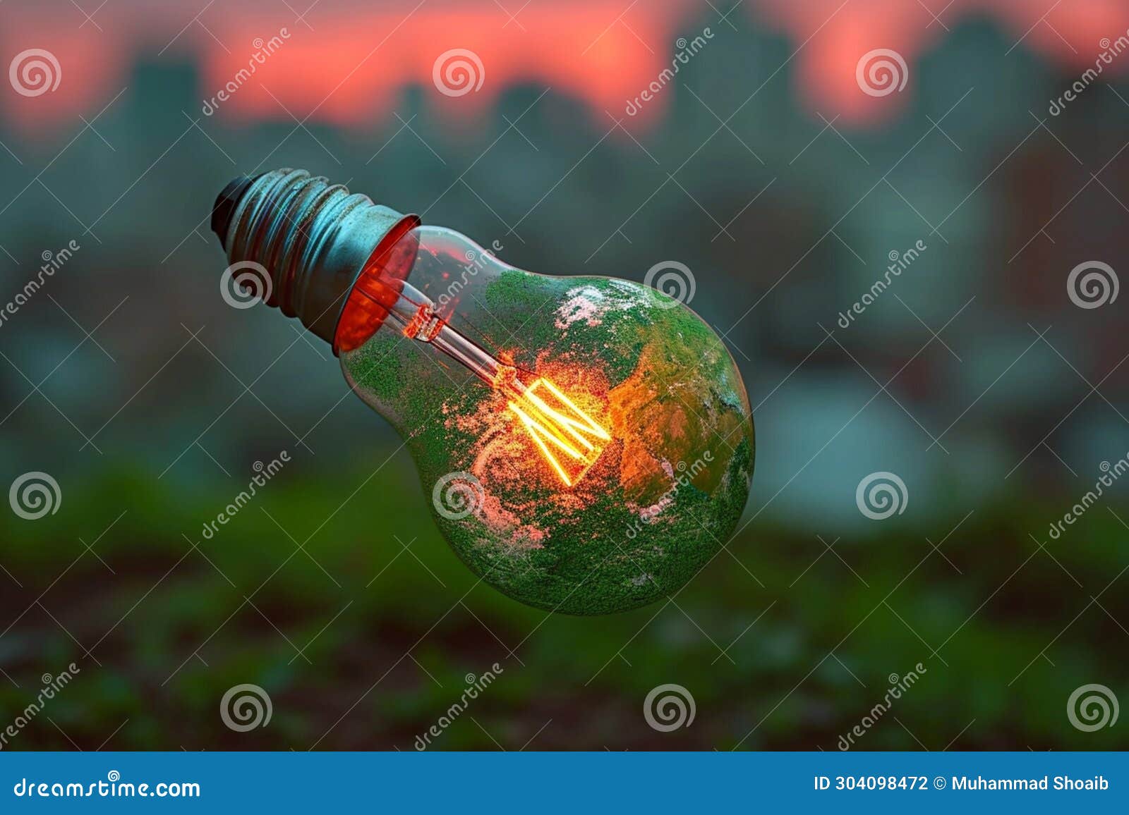 Environmental Enlightenment Light Bulb with a World Map Stock ...