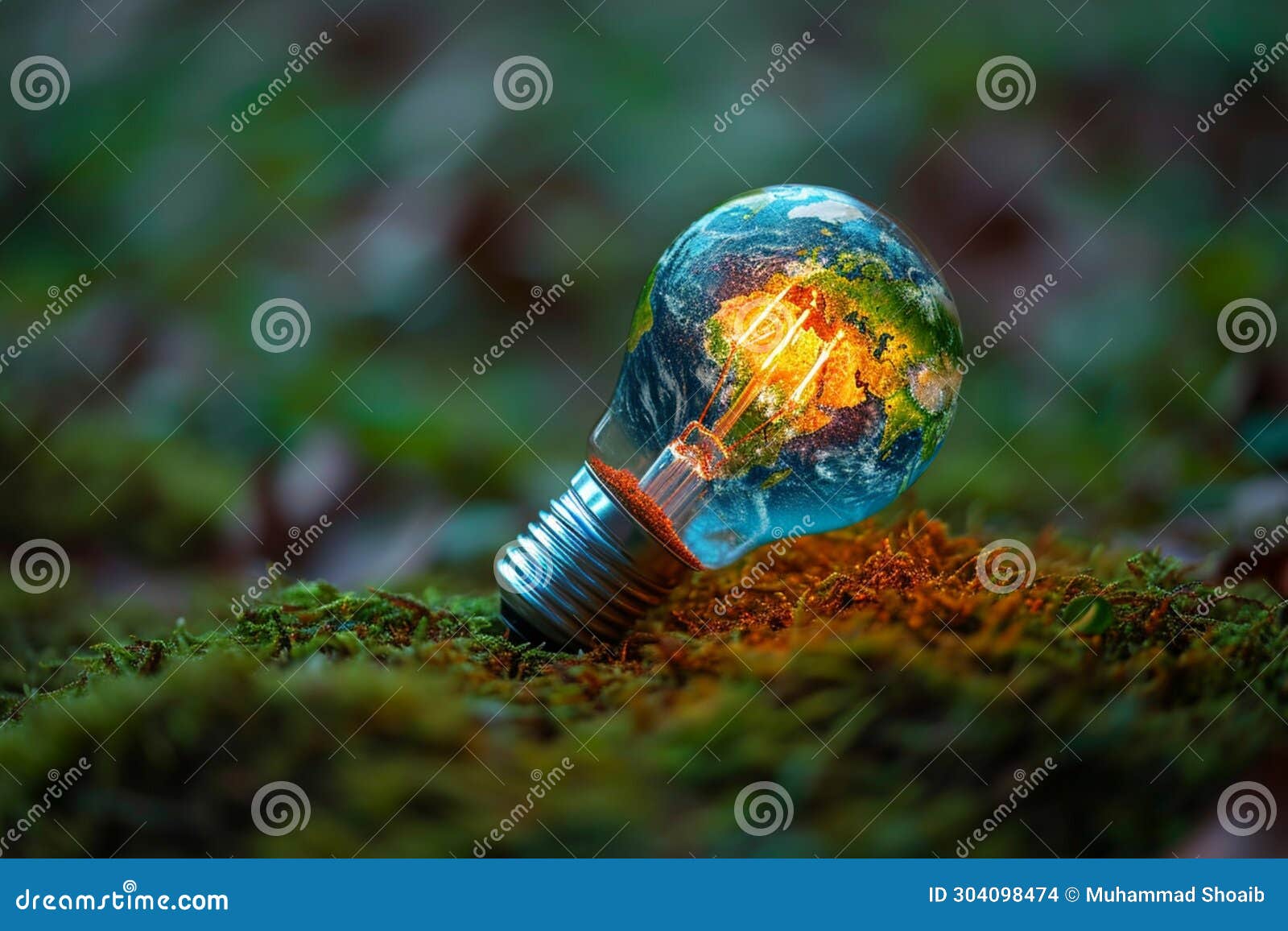 Environmental Enlightenment Light Bulb with a World Map Stock ...