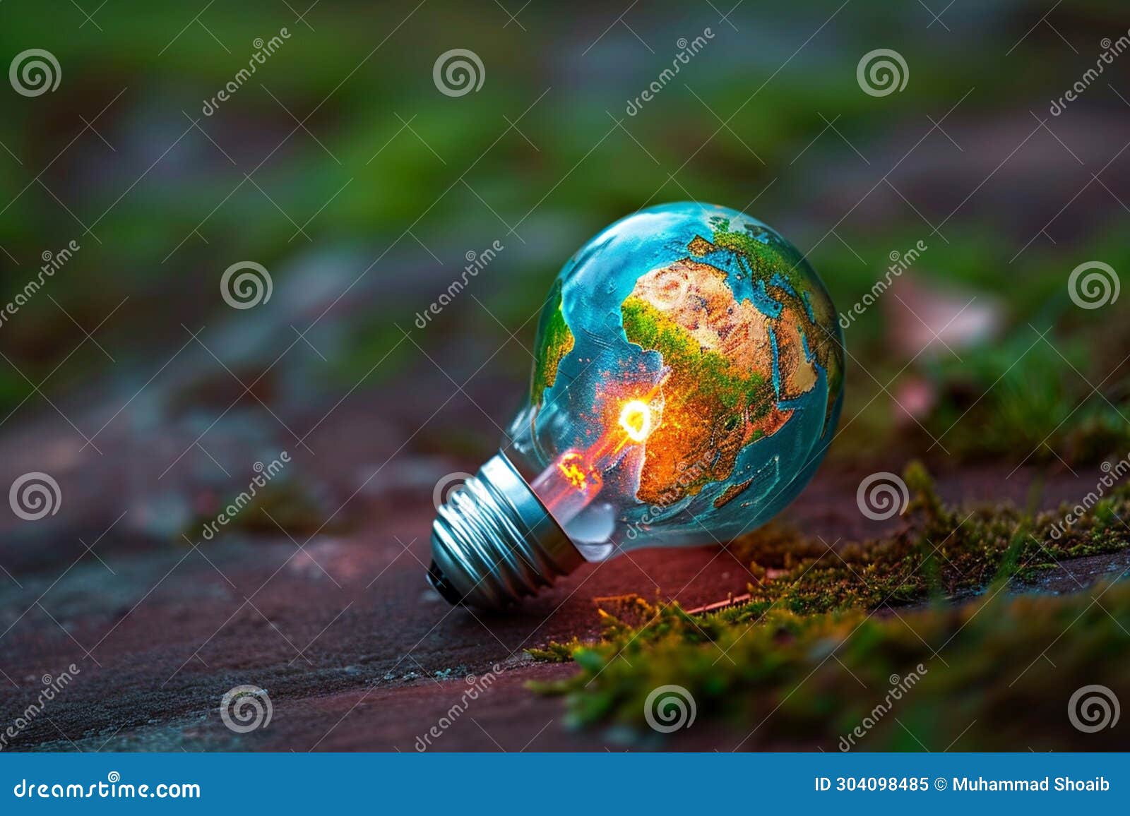 Environmental Enlightenment Light Bulb with a World Map Stock ...