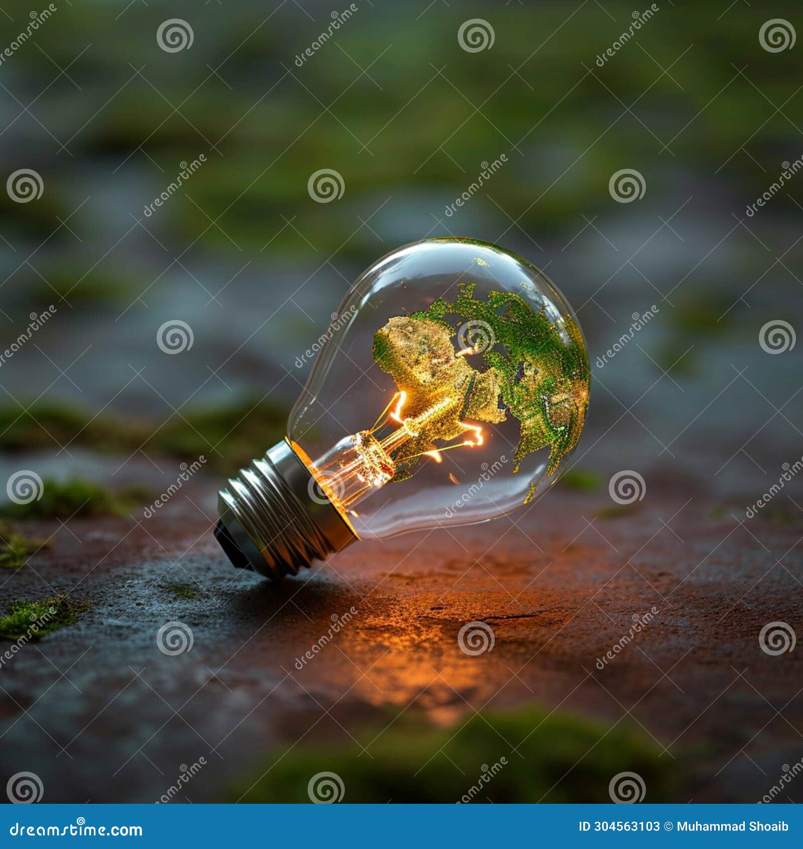 Environmental Enlightenment Light Bulb with a World Map Stock ...