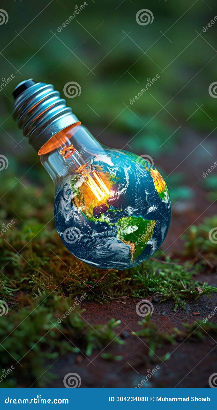 Environmental Enlightenment Light Bulb with a World Map Stock ...